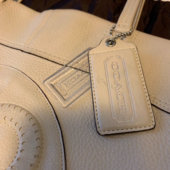 Coach | Bags | Coach Ivory Leather Tote Bag | Poshmark